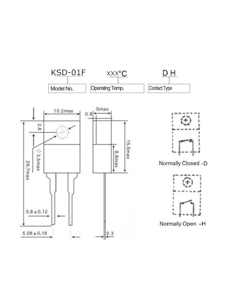 KSD-01F COMMUTATEUR THERMIQUE 1,5A 50°C FERME – ORBIT ELECTRONIC