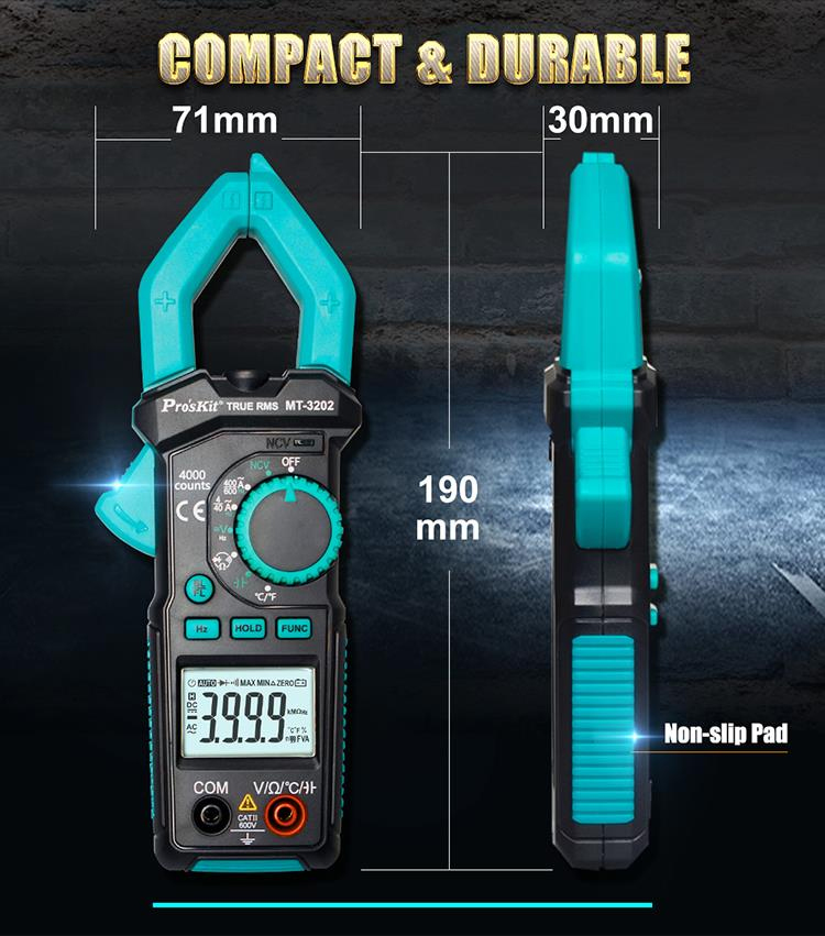 MT-3202 PINCE AMPERMETRIQUE AC/DC 600A 600V TRUE RMS - ORBIT ELECTRONIC